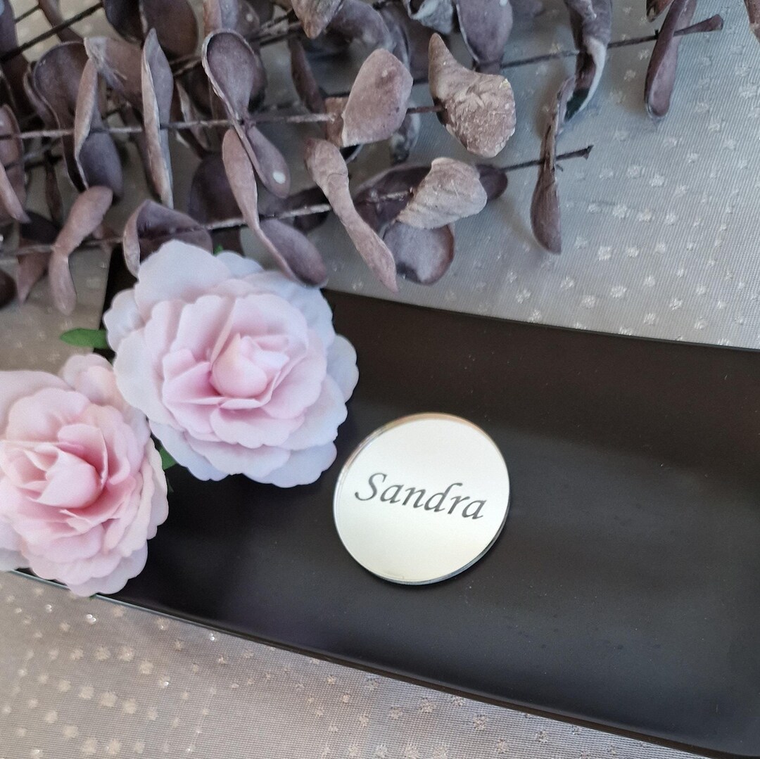 Mirror Place Card Personalized Wedding Circle Place Card Custom Bridal ...