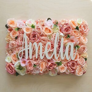 Flower Wall With Name Sign Large Flower Wall Nursery Name - Etsy