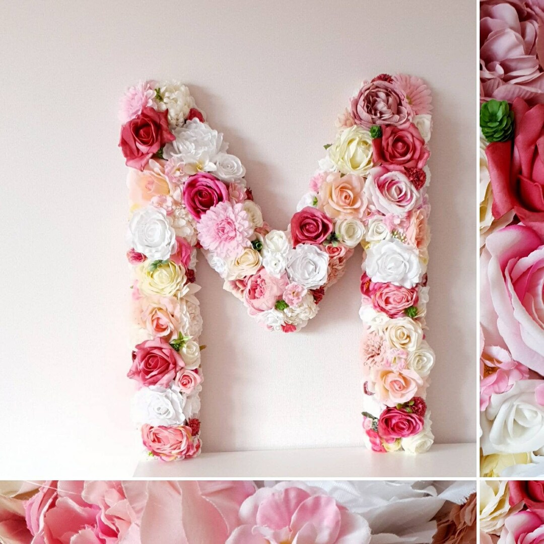 Large Flower Letter, Custom Made Floral Letters, Home Wall Decoration ...