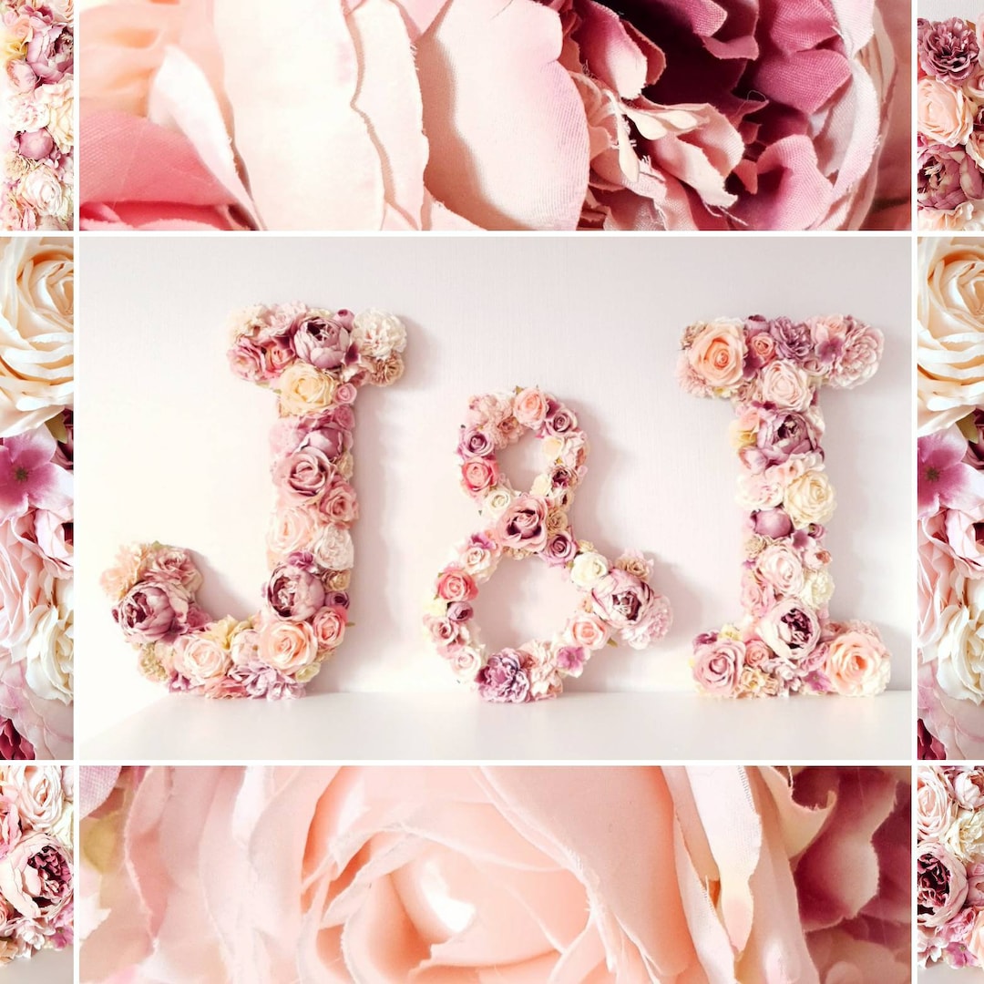 Large Flower Letter, Wedding Monogram, Bridal Shower Decor, Engagement ...