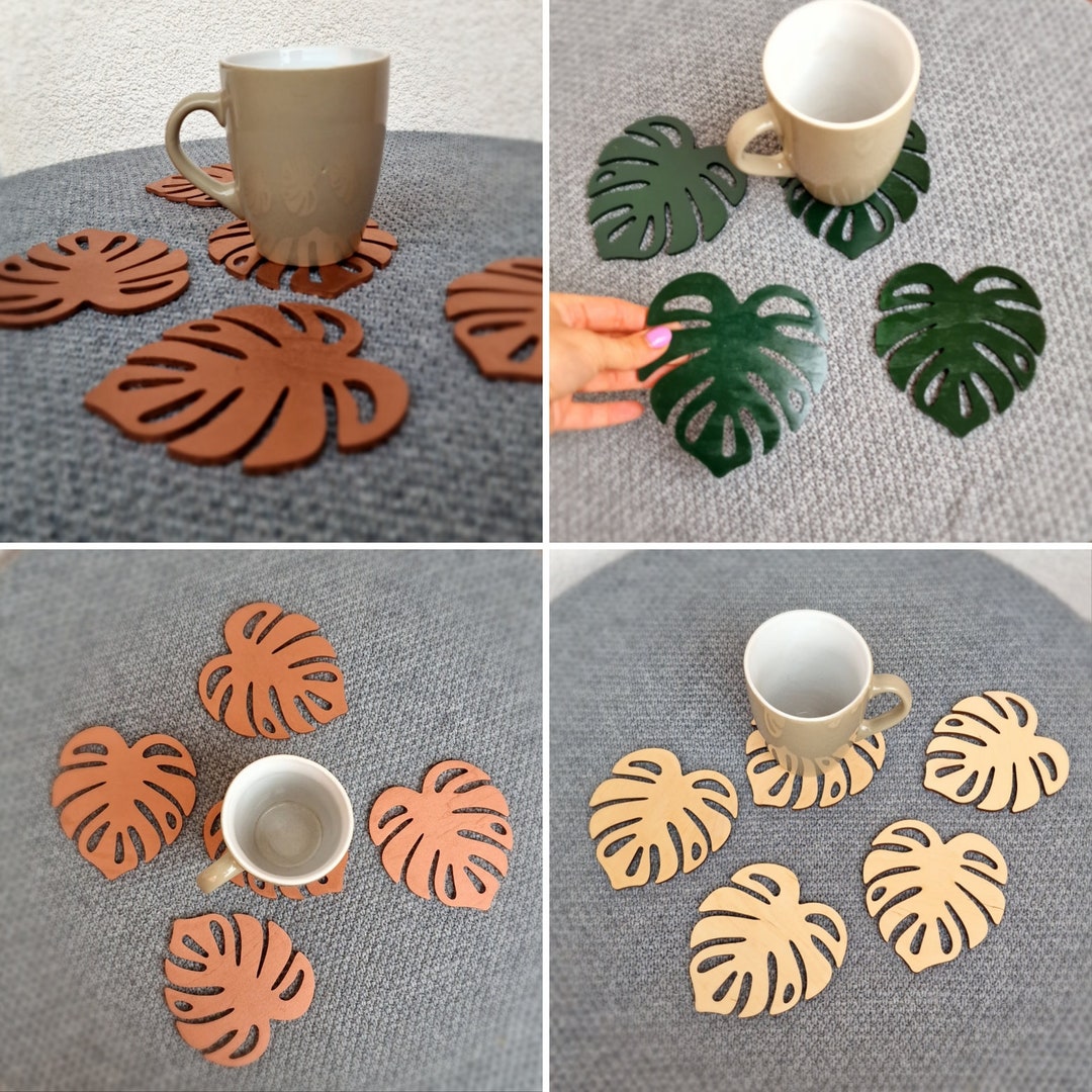 Wood Coasters, Monstera Leaf Coasters, Drink Coasters for Tropical ...