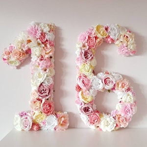 Floral Number, Sweet 16 Decoration, Floral Letter, Birthday Decorations ...