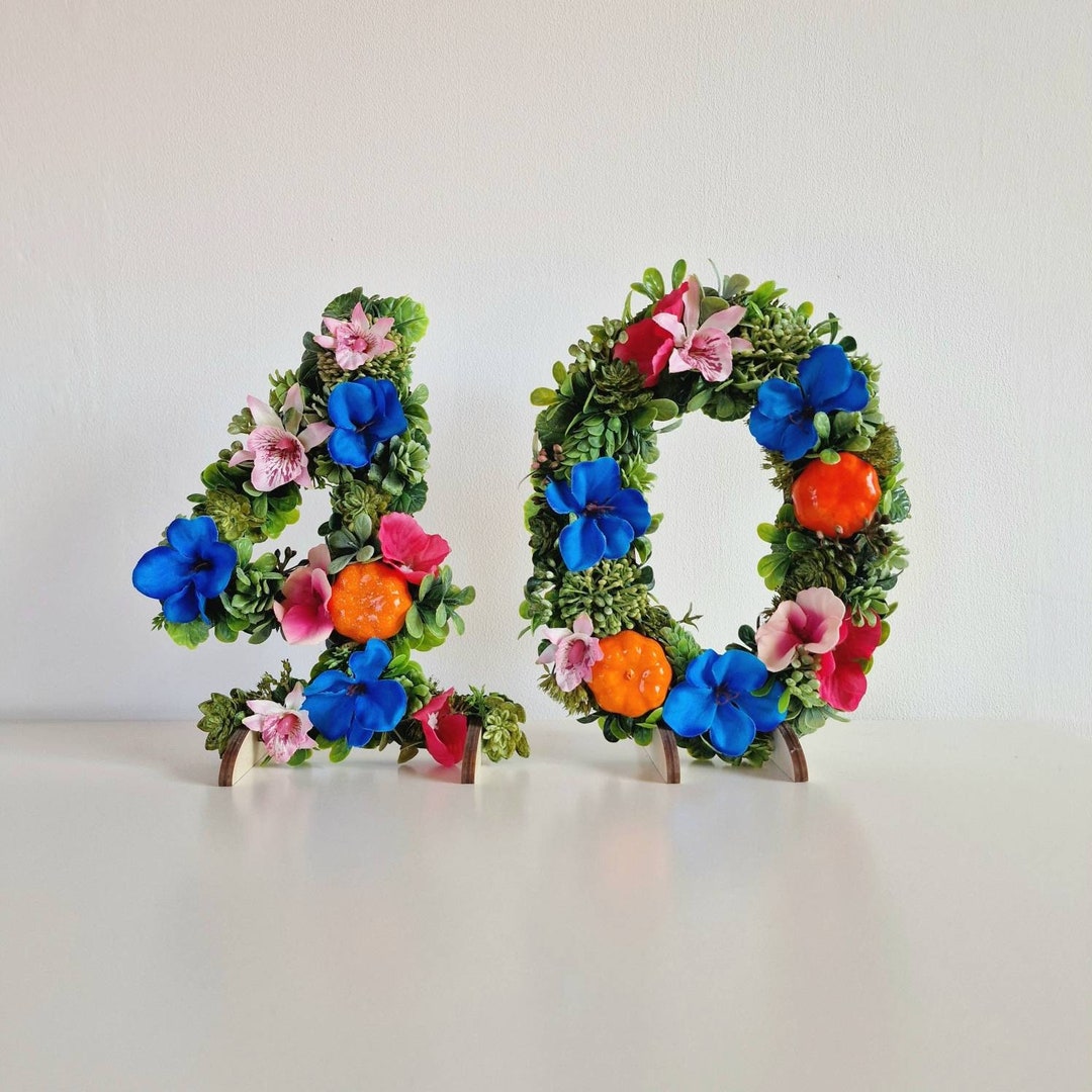 40th Birthday Gift Custom, Flower Numbers, Tropical Birthday ...