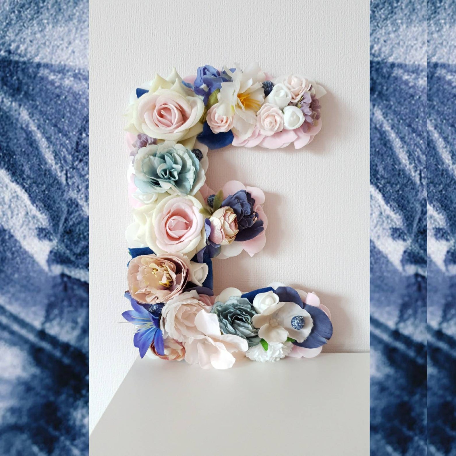 Blue Floral Letter Nursery Wall Art Nursery Name Sign | Etsy