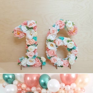 Sweet Sixteen Party Decor, Sweet 16 Photoshoot Decor, Floral Numbers ...