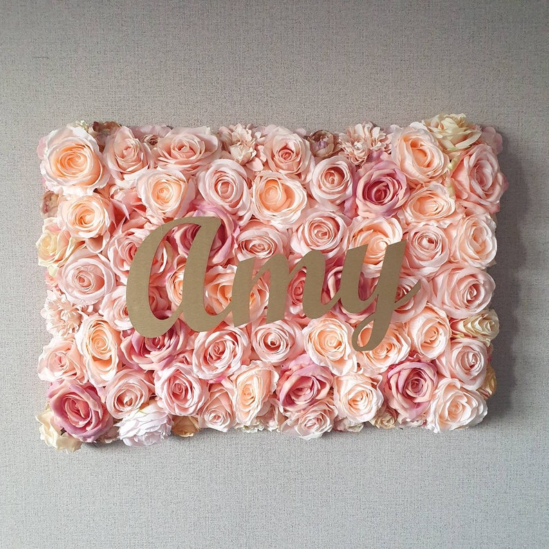 Flower Wall With Name Sign Large Flower Wall Nursery Name - Etsy