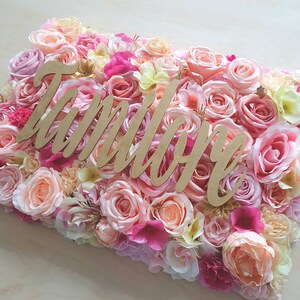 Flower Wall With Name Sign Large Flower Wall Nursery Name | Etsy