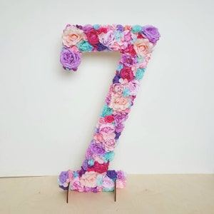 Giant Birthday Number, Flower Number, 7th Birthday Decor, 7th Birthday ...