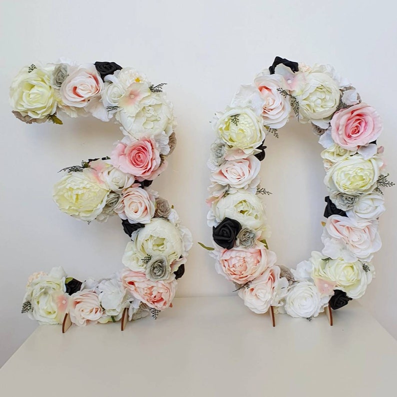 30th Birthday Decor 30th Birthday Numbers Floral Numbers - Etsy