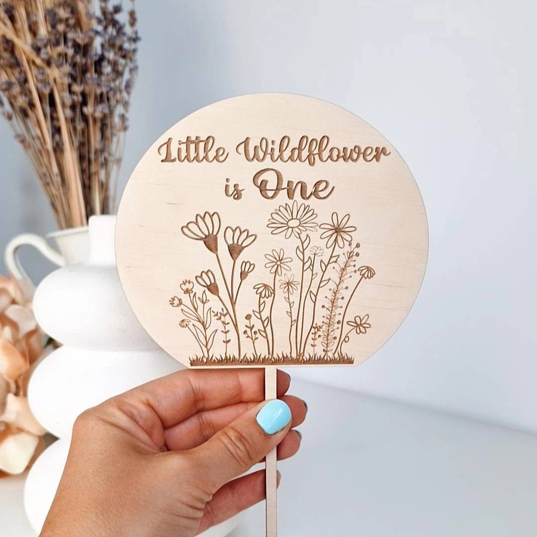 Personalized Cake Topper, Little Wildflower is One, Wild One Birthday ...