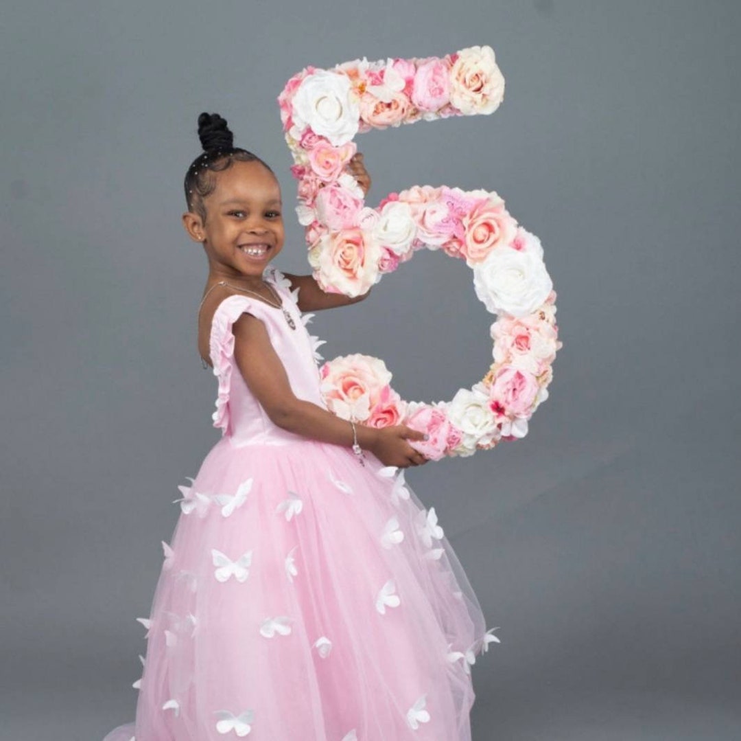 Birthday Photo Prop, 5th Birthday Number, 1st Birthday Decor, Floral ...