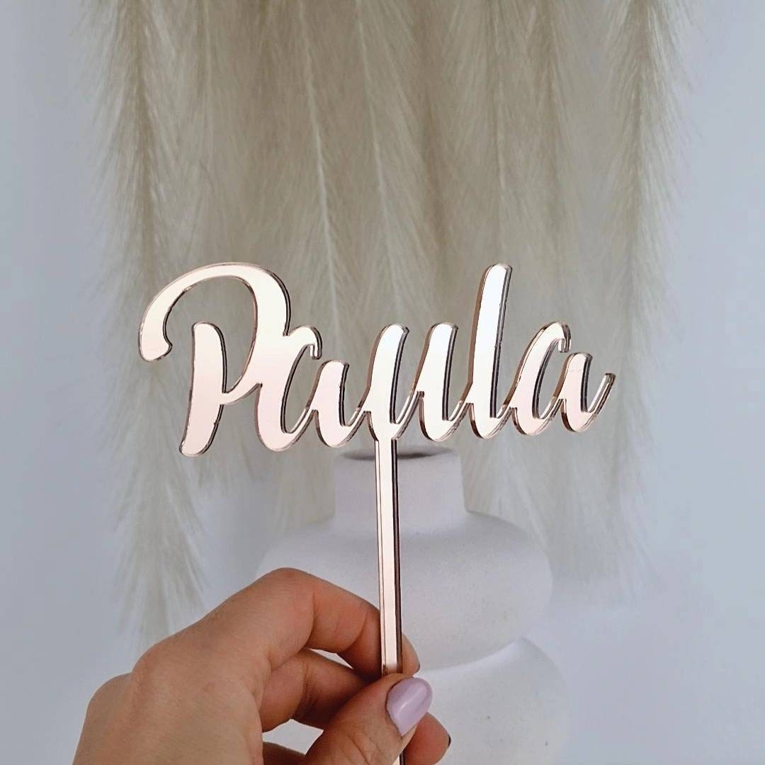 Acrylic Name Cake Topper Personalized Birthday Mirror Cake Decor Custom ...