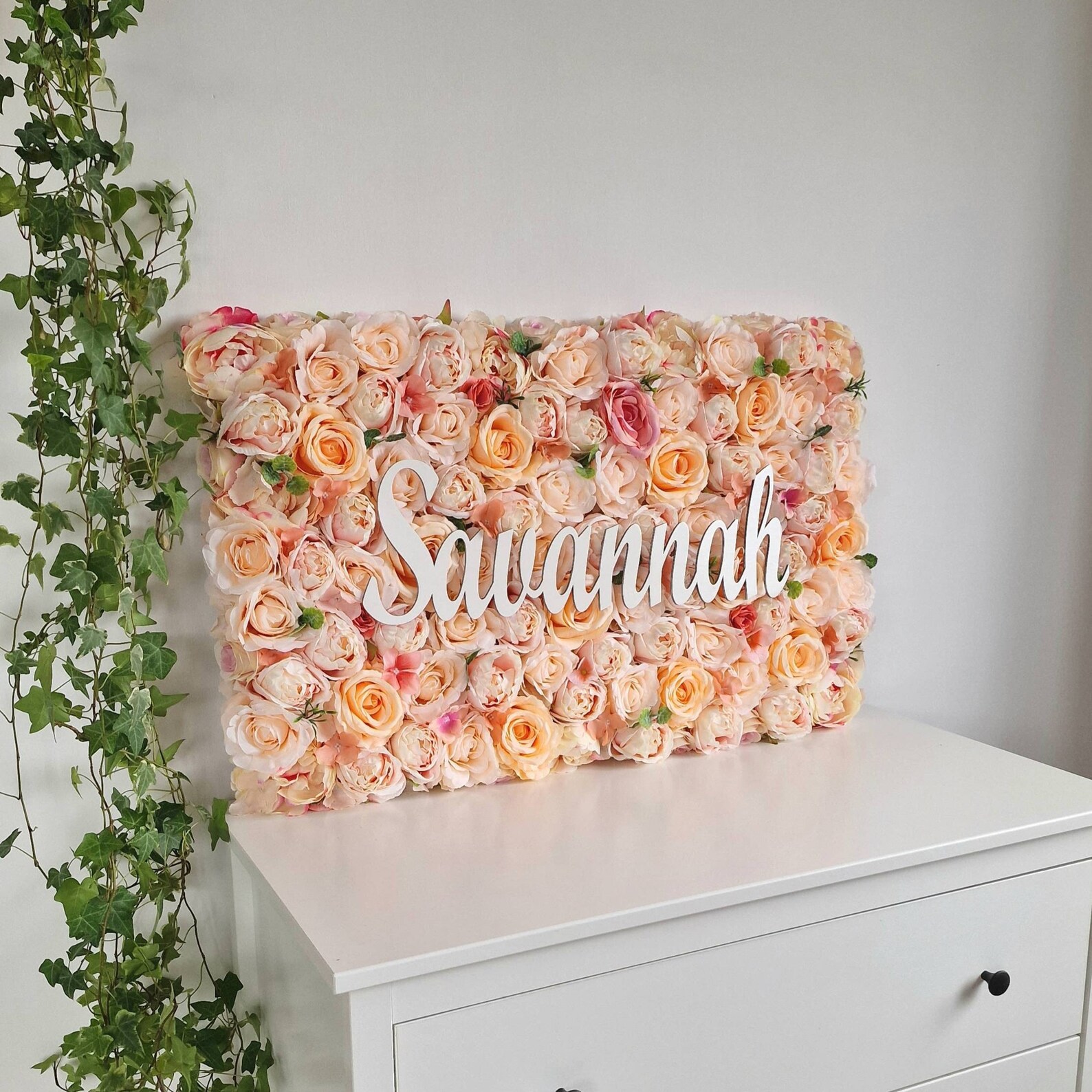 Personalized Floral Backdrop With Name Sign Custom Flower - Etsy