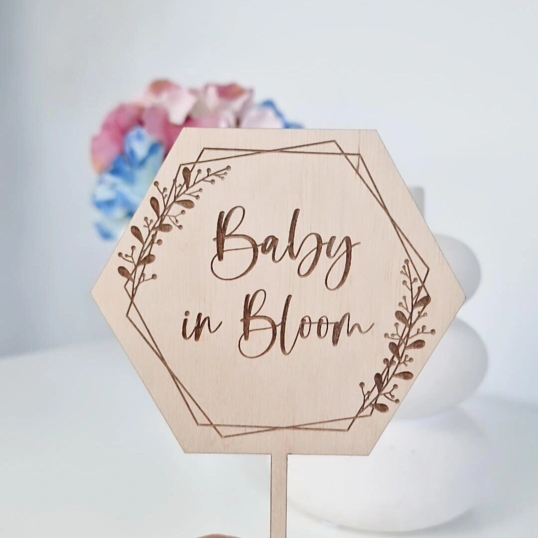 Baby in Bloom Baby Shower Cake Toper Wooden - Etsy