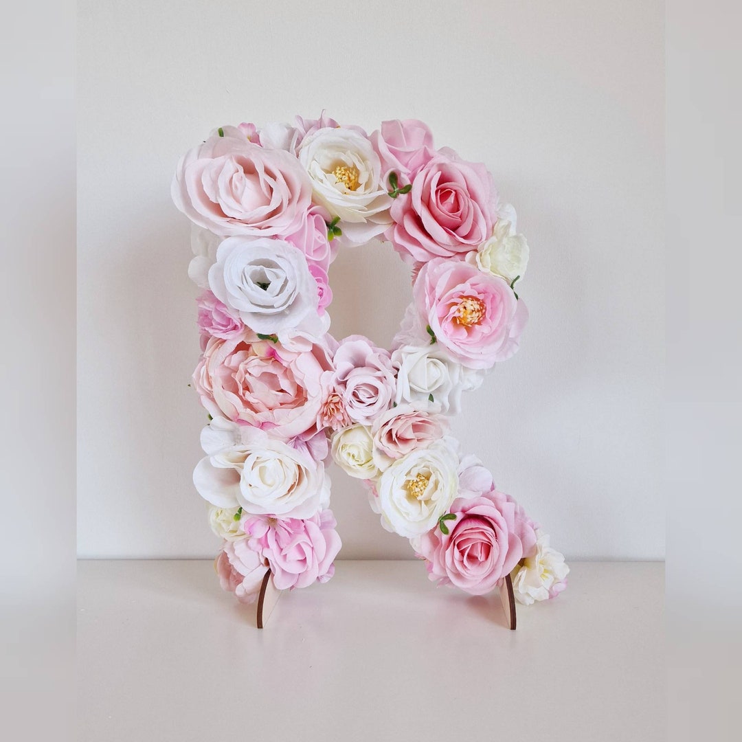 Blush Pink Nursery Decor, Gift for Baby Girl, Floral Letter for Nursery ...