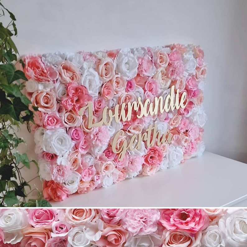 Personalized Floral Backdrop With Name Sign, Custom Flower Wall for ...