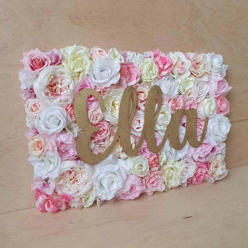 Personalized Flower Name Sign for Nursery Girl, Custom Floral Wall ...