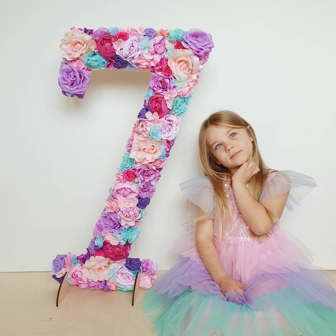 Giant Birthday Number, Flower Number, 7th Birthday Decor, 7th Birthday ...