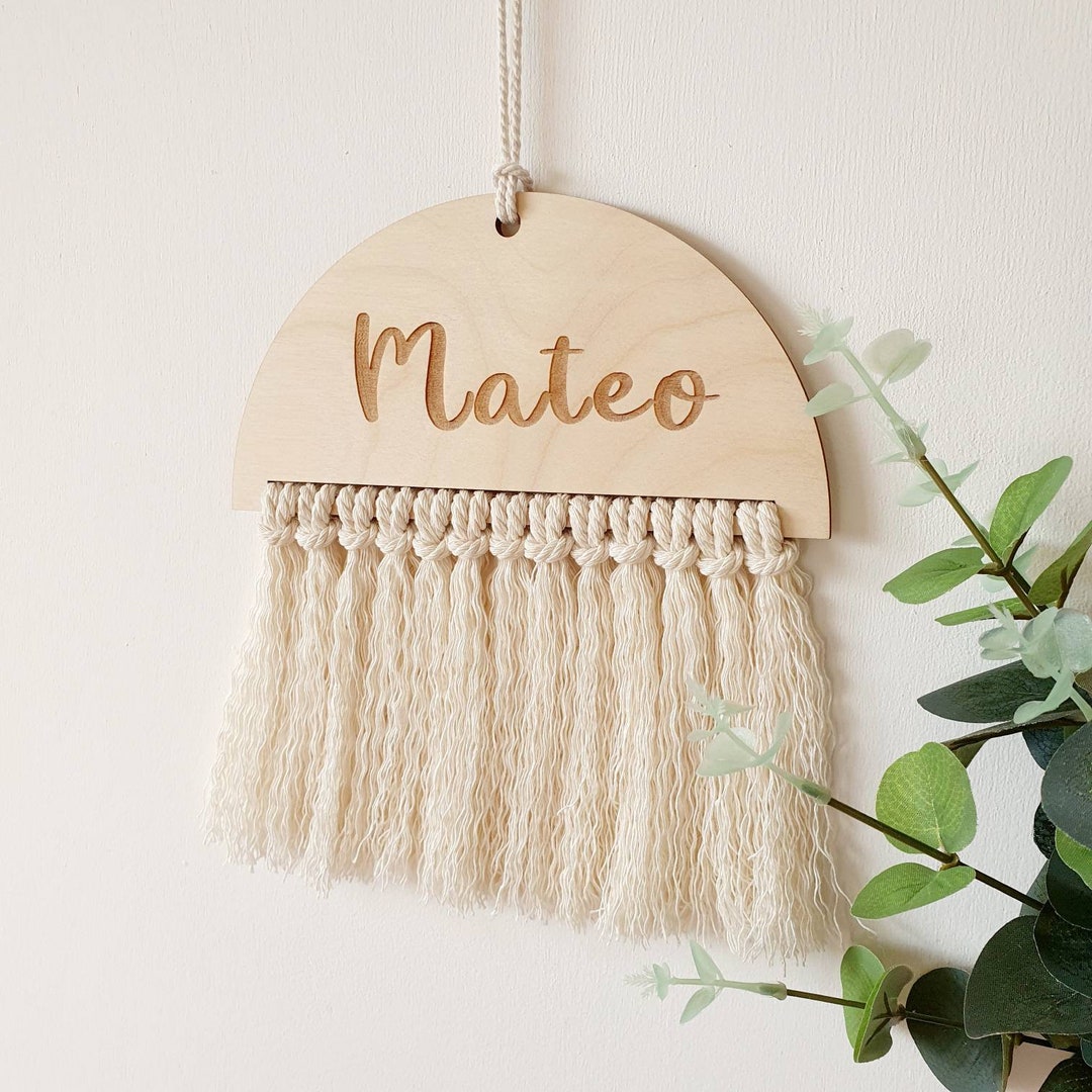 Macrame Name Sign Macrame Birth Announcement Baby Name Sign - Etsy