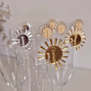 Personalized Sun Tags, Custom Drink Charms, Boho Sun Party Decor, Here ...