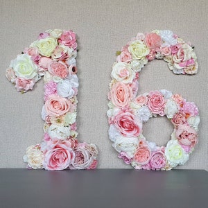 Sweet Sixteen Party Decor, Sweet 16 Photoshoot Decor, Floral Numbers ...