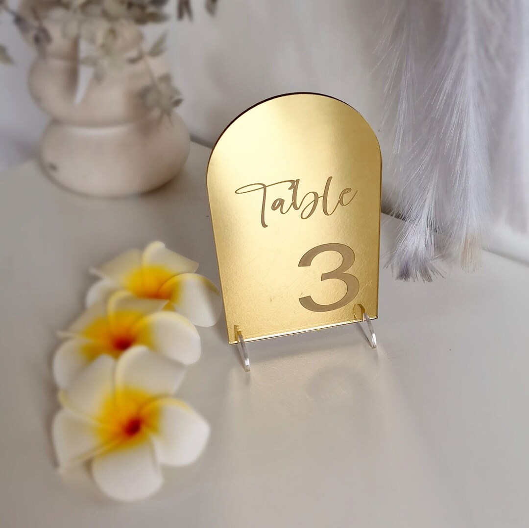 Custom Table Numbers Wedding Gold Table Number With Stands Mirror Gold ...