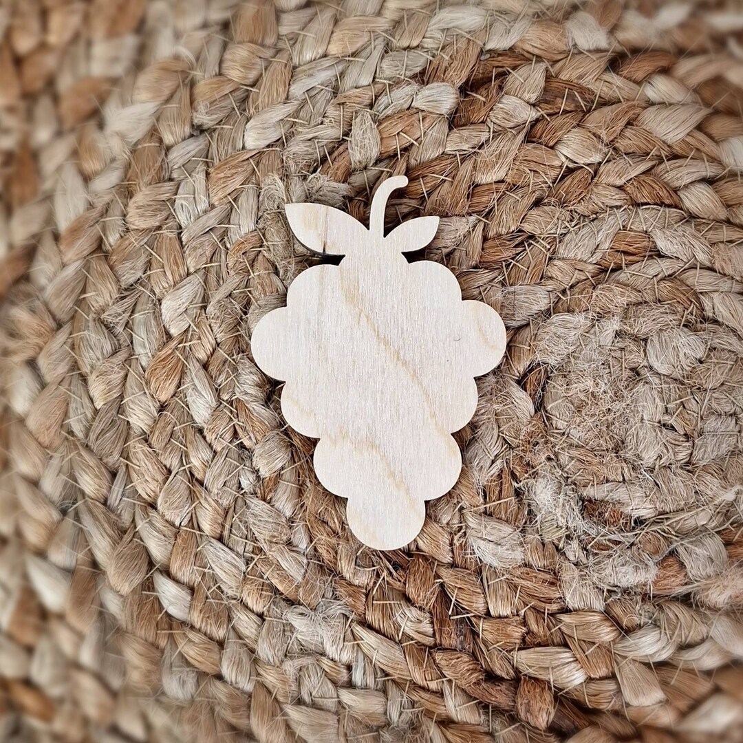 Unfinished Wooden Grapes Silhouette, Wood Grapes Bunch Shape, Polished ...