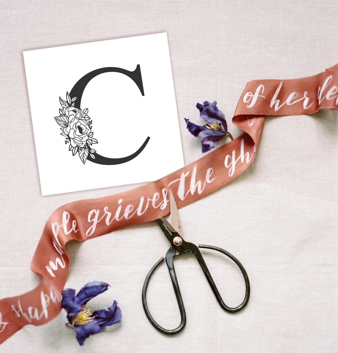 Floral Alphabet letter C svg Monogram Letter SVG Botanical | Etsy