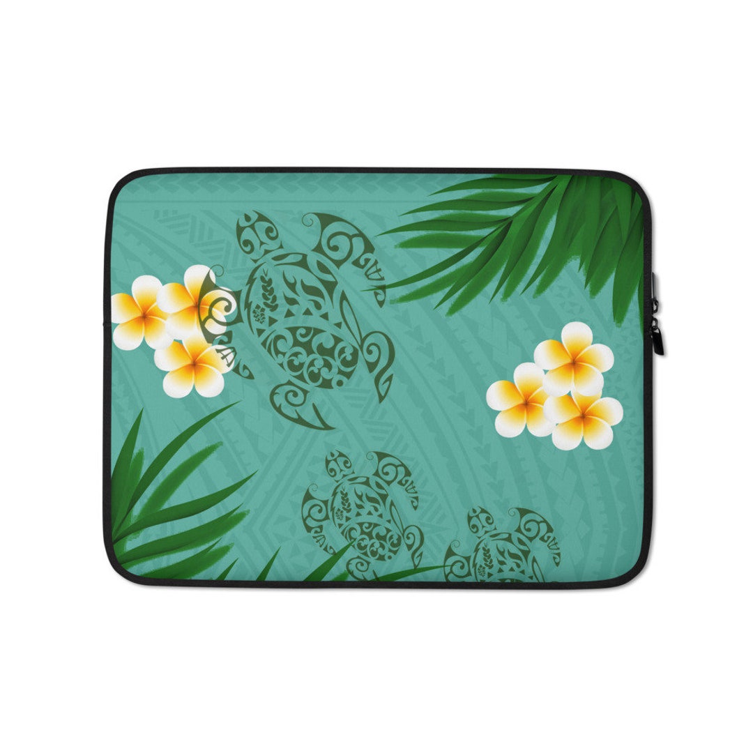 Honu Print (hawaiian Green Sea Turtle) Tribal Tattoo and Plumeria With ...
