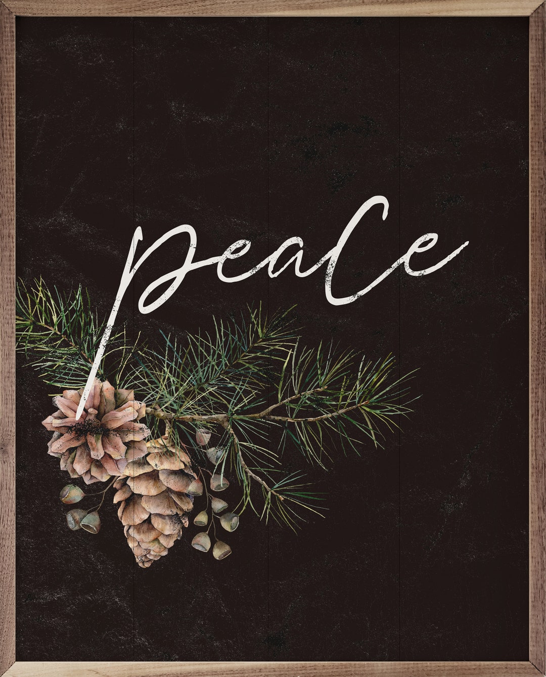 Pinecone Peace Branch Black Christmas Wood Sign Home Decor - Etsy
