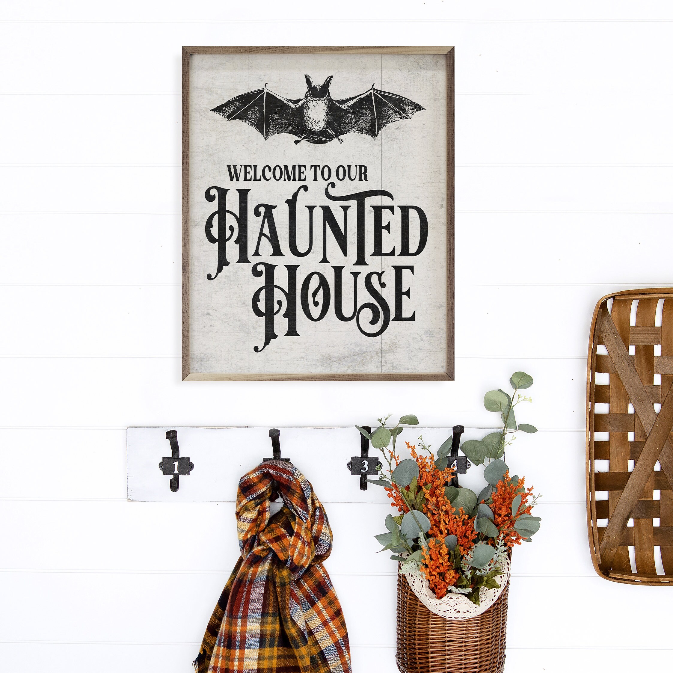 Welcome to Our Haunted House White Halloween Wood Sign Home Decor - Etsy