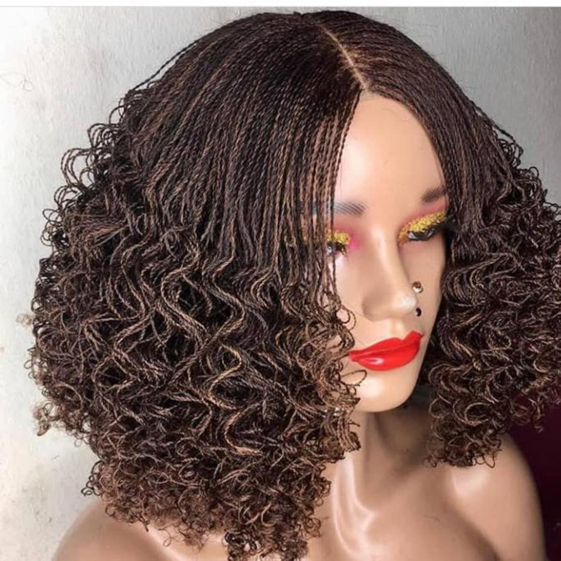 Short Micro Million Twist With Curls Braids Wig For Black Etsy