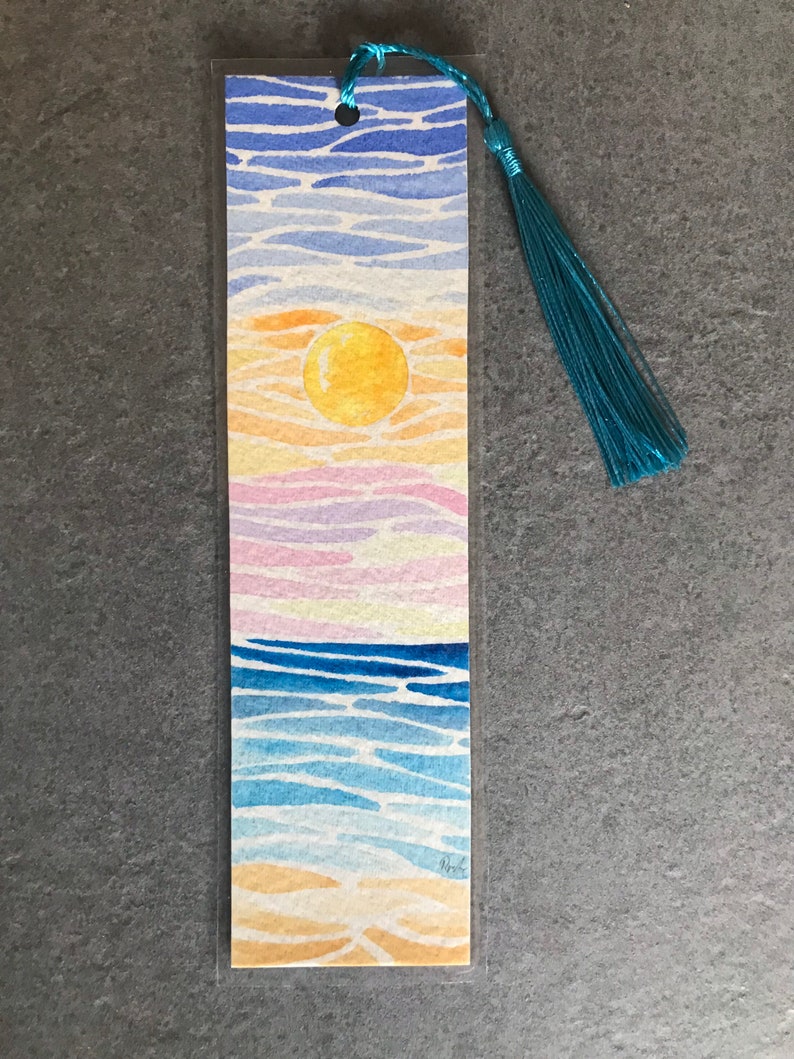 Watercolour Bookmark - Graduated Multi-coloured Sunset With Broken ...