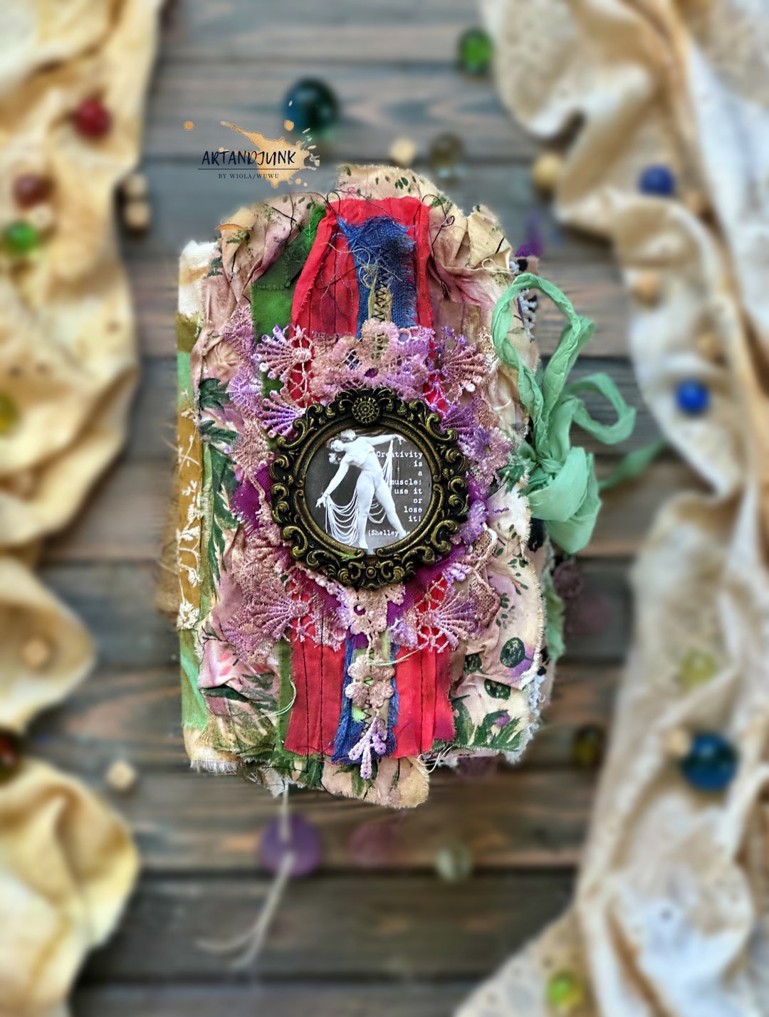 Fabric Junk Journal; Colorful Junk Journal; Feminine Junk Journal ...