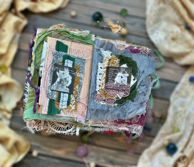 Fabric Junk Journal; Colorful Junk Journal; Feminine Junk Journal ...