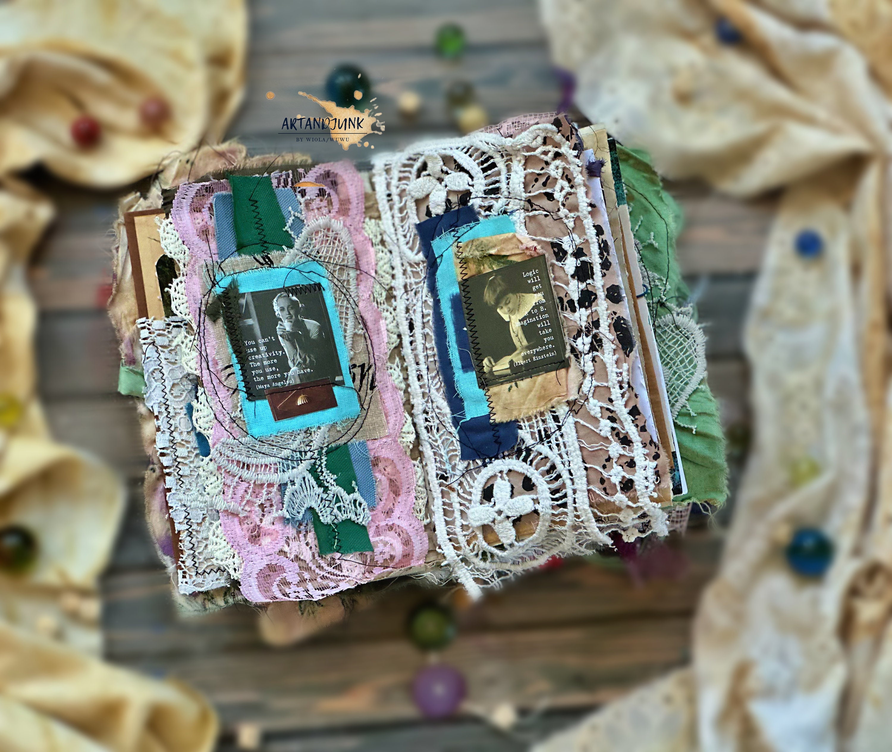 Fabric Junk Journal; Colorful Junk Journal; Feminine Junk Journal ...