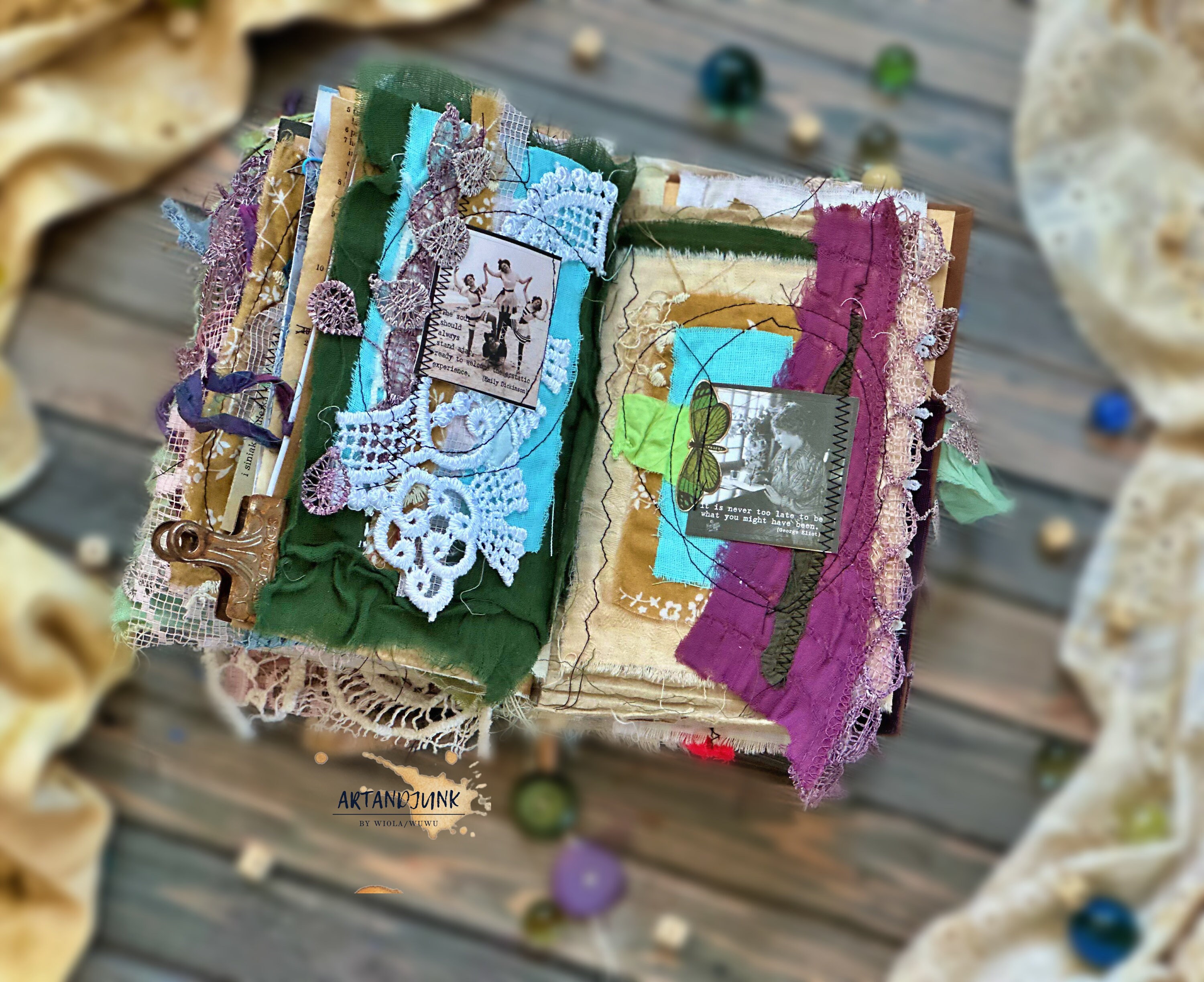 Fabric Junk Journal; Colorful Junk Journal; Feminine Junk Journal ...