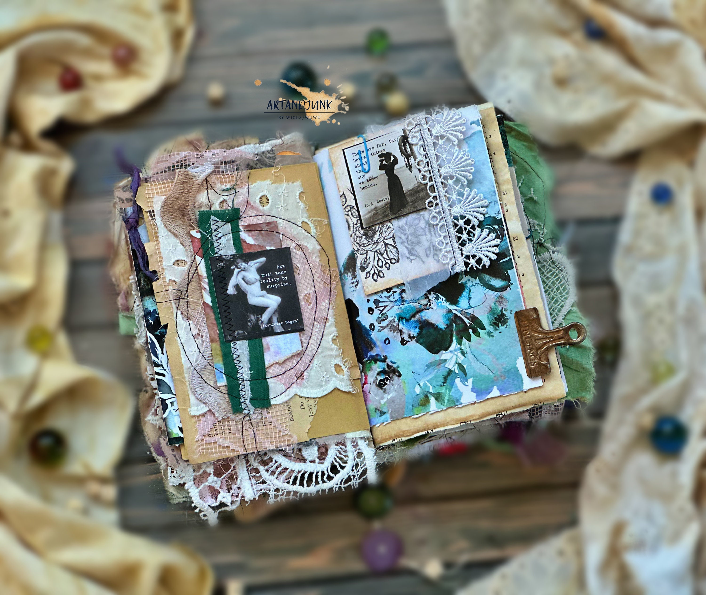 Fabric Junk Journal; Colorful Junk Journal; Feminine Junk Journal ...