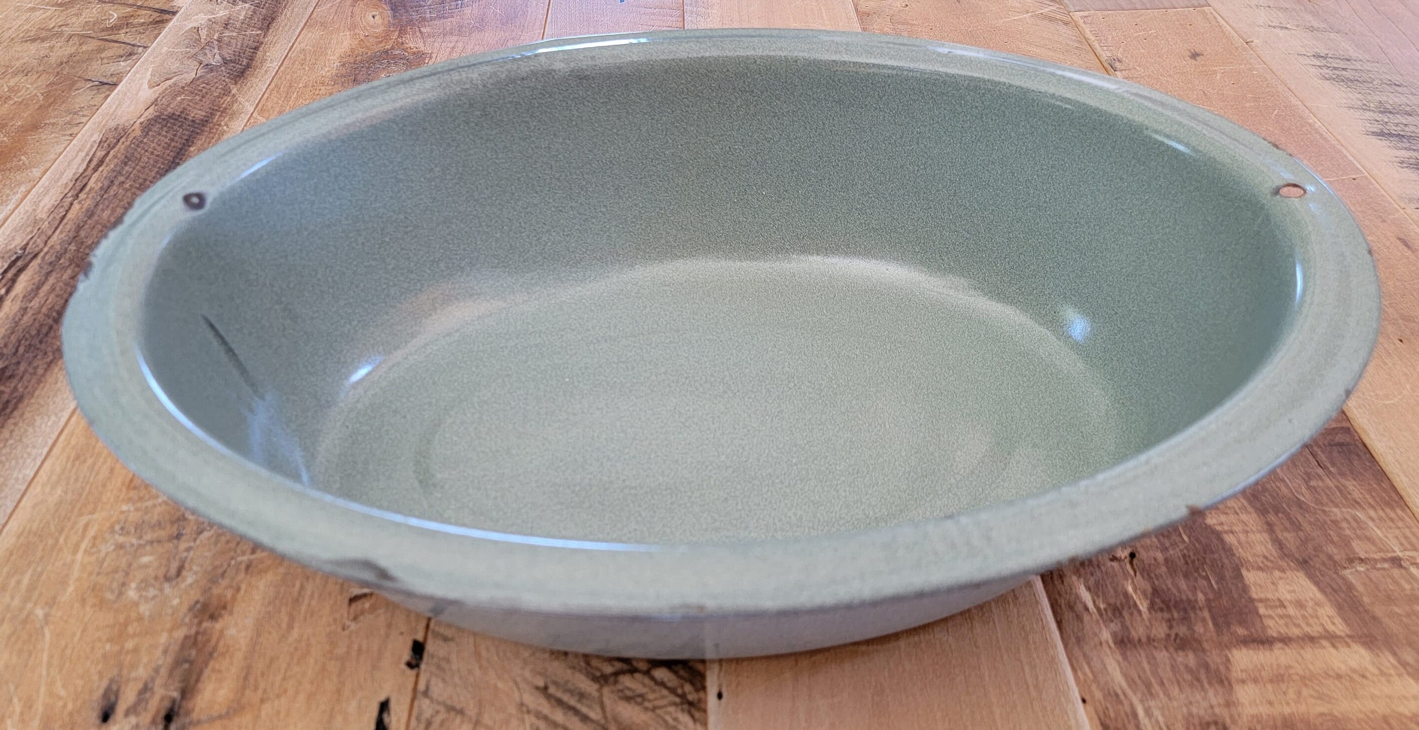 Large Green Speckled Oval Wash Basin - Etsy