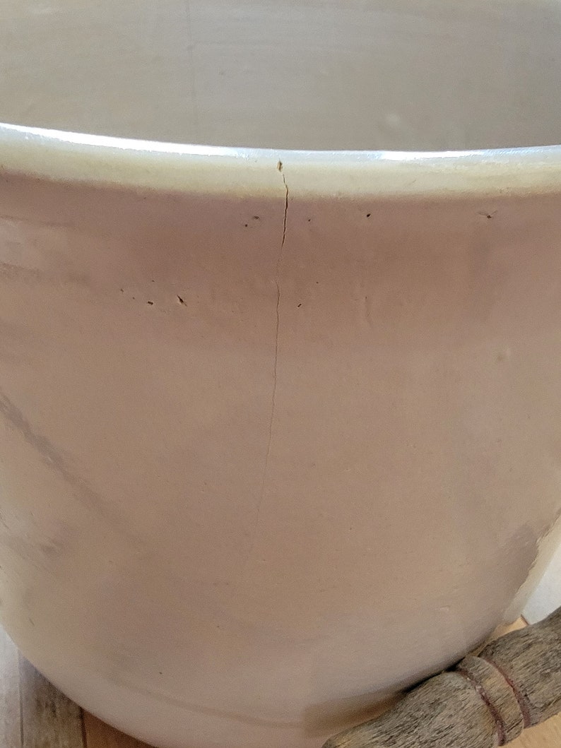 Vintage White Stoneware Chamber Pot With Wooden Handle - Etsy