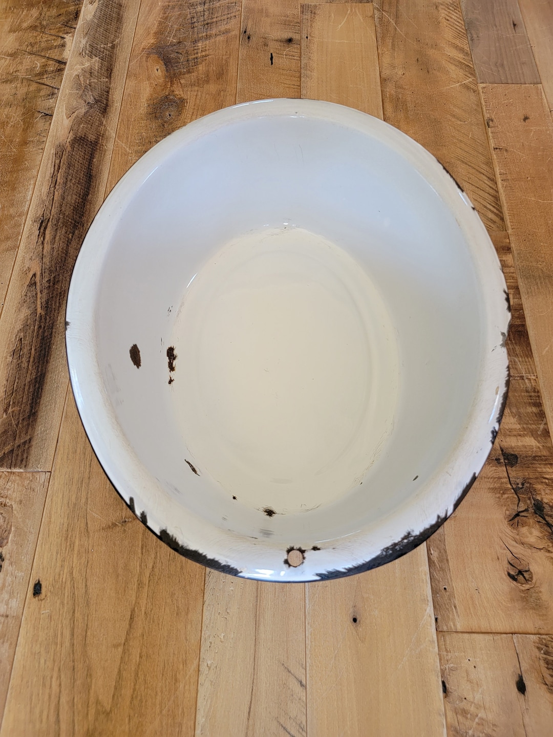 Extra Large Oval Wash Basin White Enamel With Black Trim - Etsy