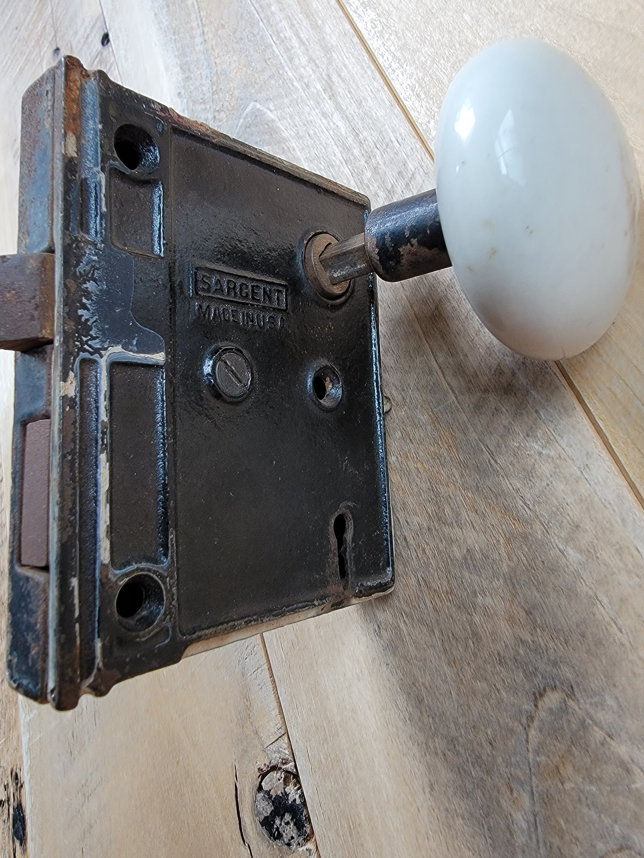 Vintage Sargent Mortise Lockset With White Porcelain Door Knobs - Etsy