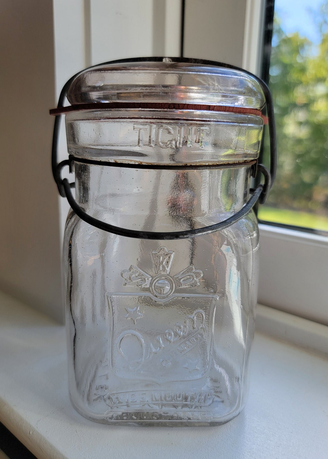 Pint Clear Square Glass Queen Jar Wire Bail Closure SKO - Etsy