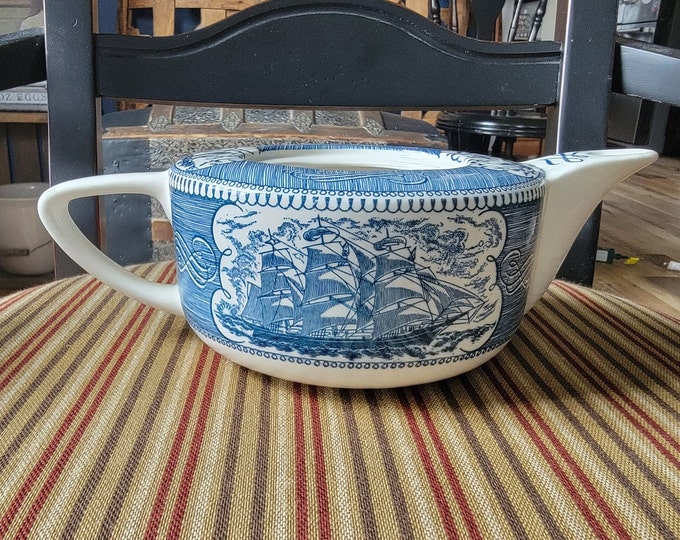 Royal Currier and Ives Blue Ship Teapot - Etsy