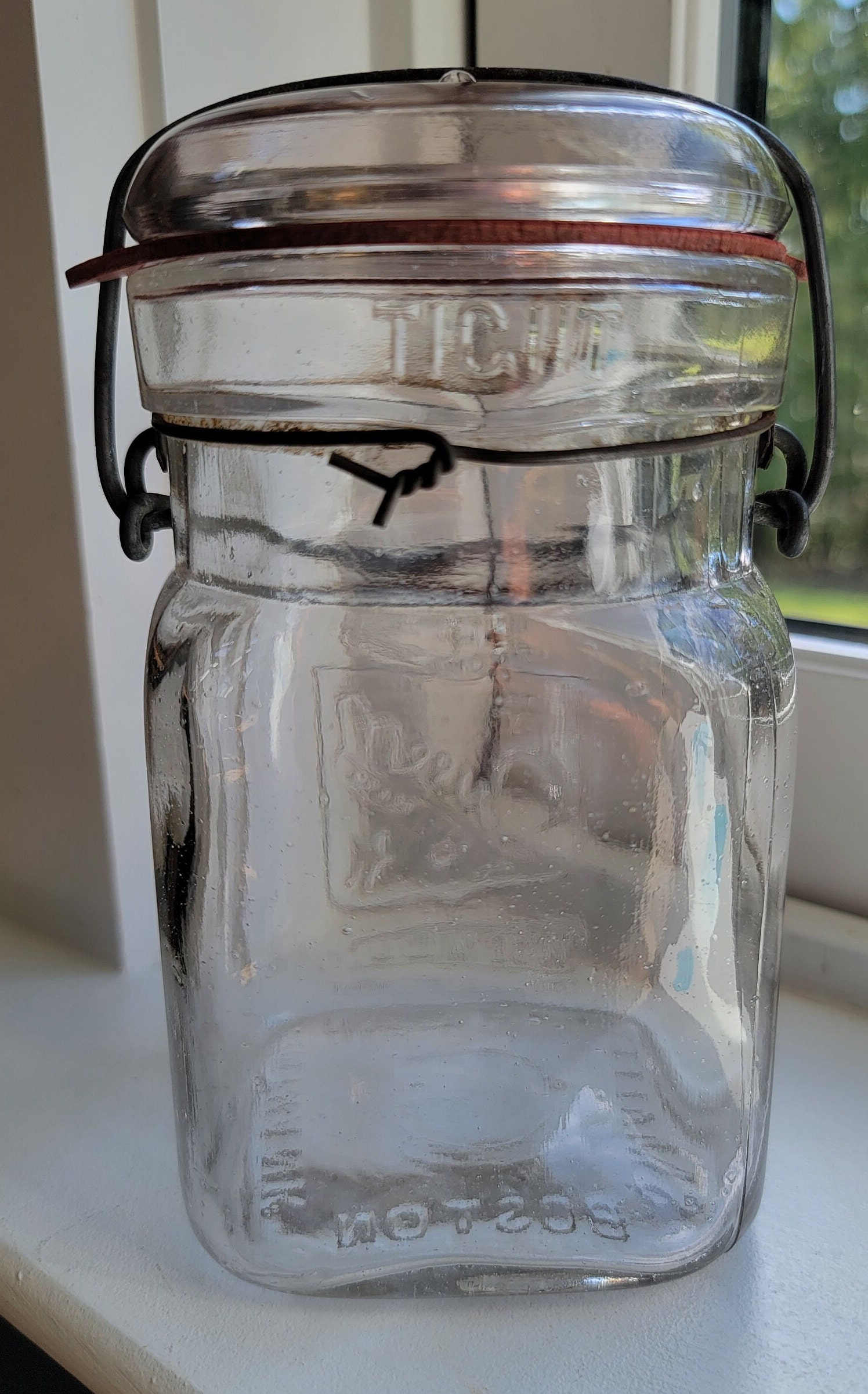 Pint Clear Square Glass Queen Jar Wire Bail Closure SKO - Etsy