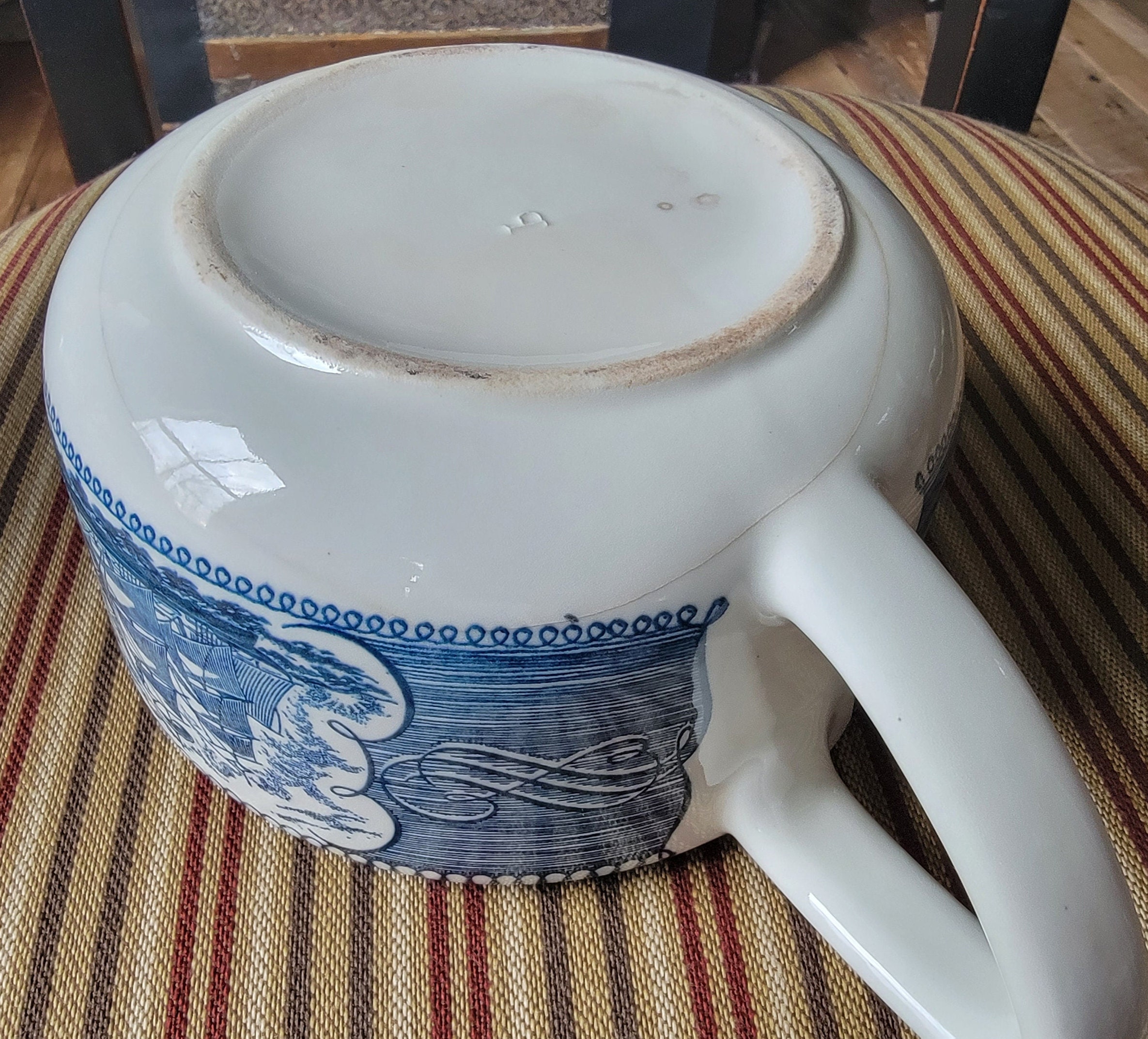 Royal Currier and Ives Blue Ship Teapot - Etsy