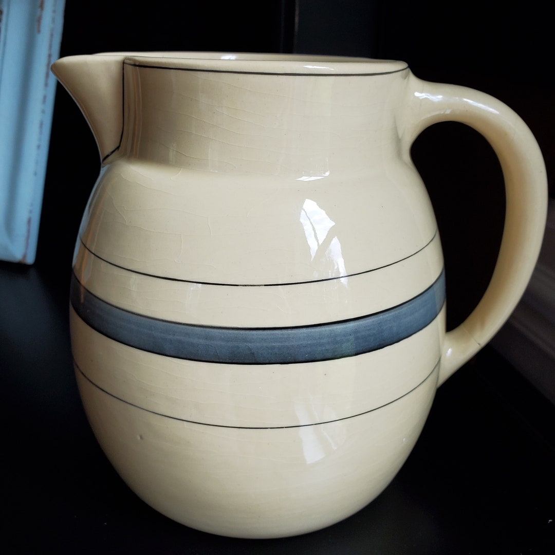 Roseville Pottery Creamware Blue Band Pitcher - Etsy