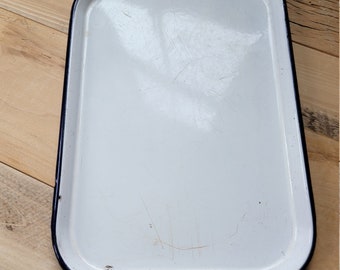 White Enamel Tray - Etsy