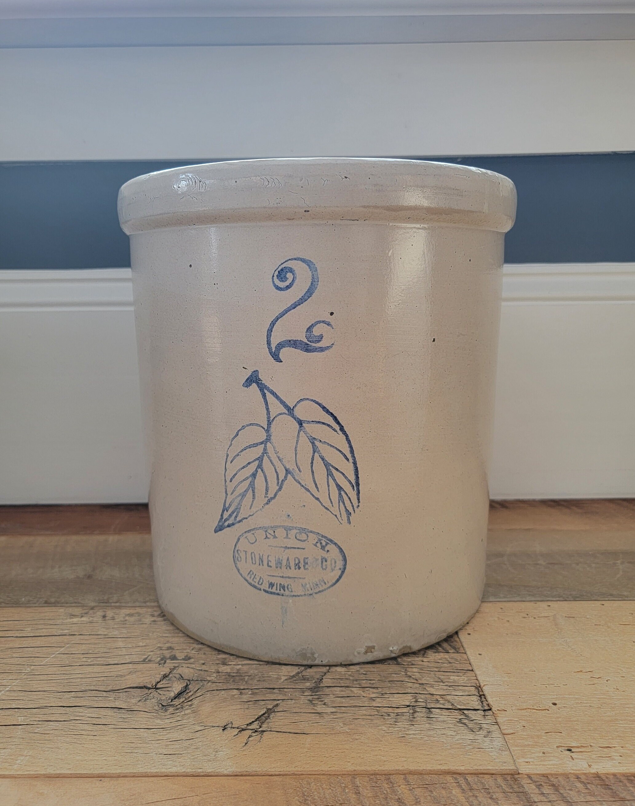 Union Stoneware Co Red Wing Minn 2 Gallon Single Pair Birch Leaf Crock ...