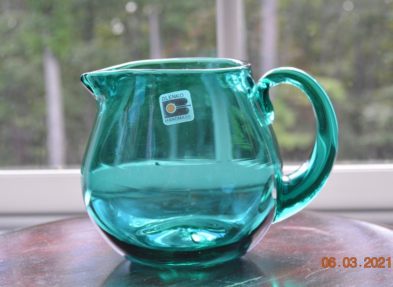 Aqua Green Blenko Glass Pitcher - Etsy